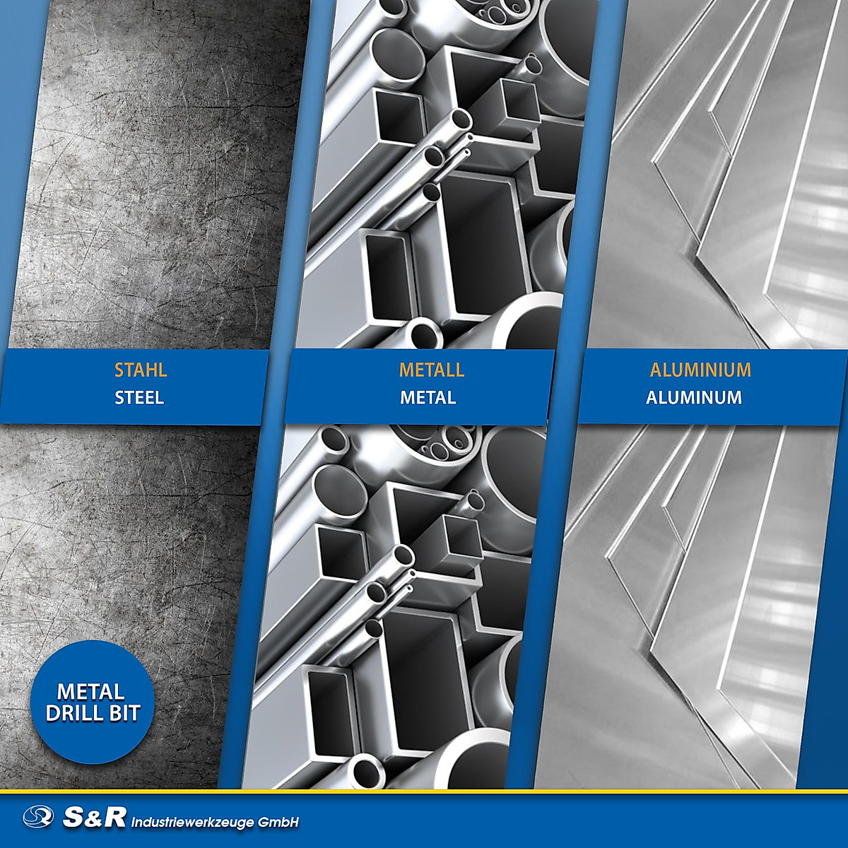 S&R Metal Concrete Masonry Drill Bit Set 23 Pcs. Multi Functional: 10 Metal Drills HSS M2 Steel / 7 Concrete Drills / 6 Wood Drills/Bits Set in Metal Box Multi-Purpose