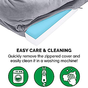 Furhaven Cooling Gel Dog Bed for Large Dogs w/ Removable Bolsters & Washable Cover, For Dogs Up to 95 lbs - Plush & Velvet Waves Perfect Comfort Sofa - Granite Gray, Jumbo/XL, 40.0"L x 32.0"W x 9.5"Th