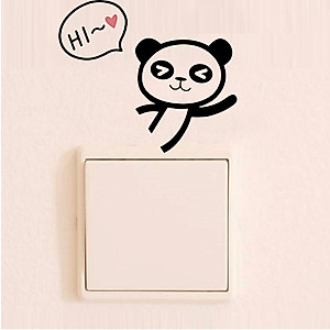 Removable Switch Sticker, 4 Pcs Cute Cartoon Pandas Wall Sticker, Light Switch Decor Decals, Family DIY Decor Art Car Stickers Home Decor Wall Art for Kids Living Room Office Decoration