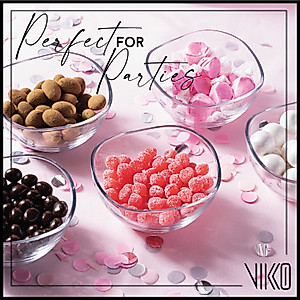 Vikko Glass Bowls, Set of 6 Decorative Glass Dessert Bowls, 10 Ounce Glass Dish for Dessert, Candy, Kitchen Prep, Dishwasher Safe