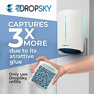Dropsky Indoor Flying Insect Trap - Plug-in Bug Light Trap for Fruit Flies, Gnats and Houseflies - Odorless and Mess Free (2 Traps + 2 Glue Cards)