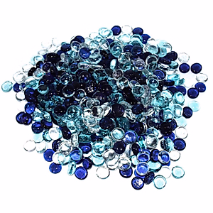 Flat Glass Marbles for Vases - 5 LB Mixed Blue Aqua and Clear Decorative Stone Beads for Vases, Crafts, Colored Rocks Table Scatter, Aquarium Fish Tank Pebbles, Centerpieces Gem Décor Floral Displays