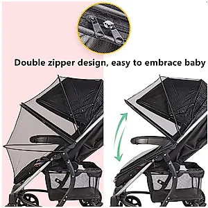Baby Stroller Mosquito nets, Universal Lock-Type Baby Stroller Mosquito nets, Stretch nets, Breathable and Folding Dual-use Zipper nets, Baby car seat Covers, Cradles (Blue)