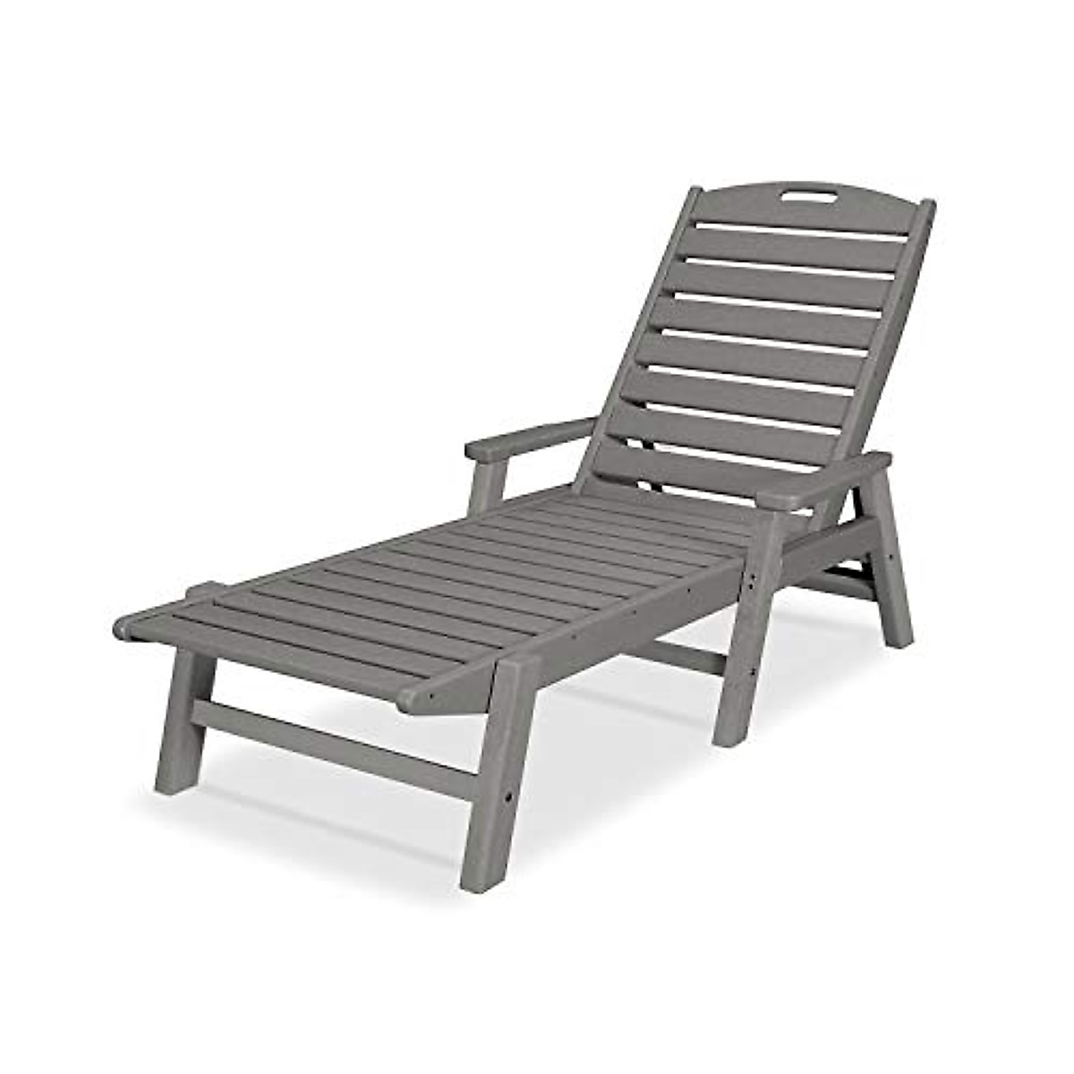 POLYWOOD NCC2280GY Nautical Arms Chaise, Slate Grey & AD4030GY Classic Outdoor Adirondack Chair, Slate Grey