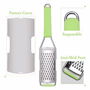 Cambom Lemon Zester Grater Three-piece Suit - Heavy Duty Kitchen Tool for Parmesan Cheese, Ginger, Garlic, Nutmeg, Chocolate, Vegetables，Fruits，Stainless Steel Grater Dishwasher Safe Green