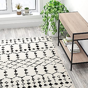 Flash Furniture Geometric Bohemian Low Pile Rug - 8' x 10' - Ivory/Black