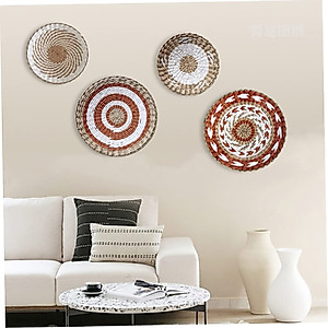 OnIUeZky Hanging Woven Wall Basket Wall Basket Decor Chic Boho Handcrafted Baskets Modern Farmhouse & Rustic Wall Decor 4, Diameter 30cm