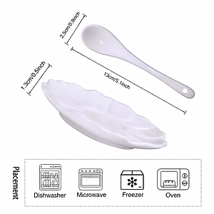 2Pack Lotus Ceramic Coffee Spoon and Rest Set, Small Ceramic Coffee Spoon Holder, spoon holder for coffee bar,Coffee Bar Coffee Stirrers Holder for Coffee Station Kitchen Accessories nice Present