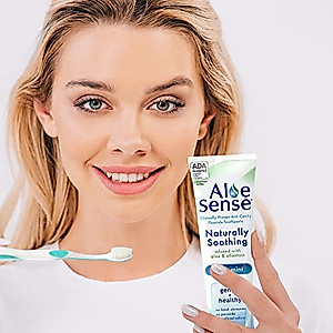 AloeSense Fluoride Toothpaste, Naturally Soothing Toothpaste Sensitive Teeth and Gum Care with Aloe Vera, Allantoin & Fresh Mint Flavor, Gentle & Natural Toothpaste, ADA Approved (5-oz, 3 Count)