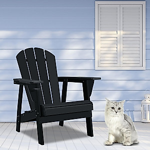 Restcozi Adirondack Chairs, HDPE All-Weather Adirondack Chair, Fire Pit Chairs (Classic, Black)