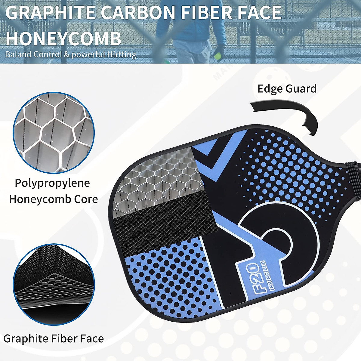 Quiet Pickleball Paddles Pickleball Set Pickleball Rackets, Quiet Pickleball Racquet Set of 4&2 with 1 Portable Pickleball Bag, 4 Pickleball Balls & 4 Grip Tapes