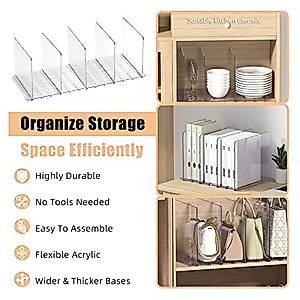 DSstyles Purse Organizer for Closet, Adjustable Acrylic Shelf Divider for Clothes Purses Handbag Closet Organizer, Adjustable for Bedroom, Kitchen, Cabinets, 5 Pack, Clear