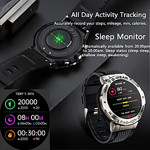 Military Smart Watch for Men Text and Call, 1.32'' AMOLED Fitness Tracker Watch Multi Sports Modes/Blood Pressure/SpO2/Heart Rate Monitor/IP68 Waterproof, Outdoors Sport Smartwatch for Android iOS