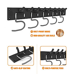 POETISKE Garage Tool Organizer Wall Mount 4PC, Garage Storage Shelving, Heavy Duty Wall Mount, 64" Extendable Racks, Ideal Hooks for Hanging Garden Tool, Mop Shovel Kitchen Yard Storage