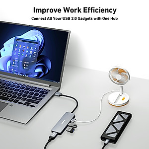 BENFEI USB 3.0 Hub, 4 Ports USB A Splitter Ultra-Slim USB Expander for Mouse, Keyboard, Flash Drive, U Disk, Printer Compatible with Laptop, Desktop PC, Xbox, PS5, and More