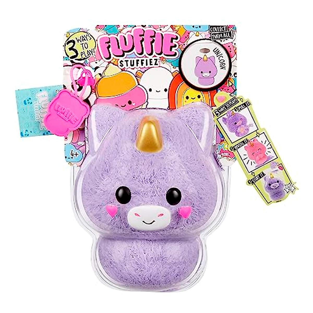 Fluffie Stuffiez Unicorn Small Collectible Feature Plush - Surprise Reveal Unboxing with Huggable ASMR Fidget DIY Fur Pulling, Ultra Soft Fluff