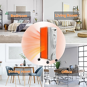 ZAFRO Oil Filled Radiator Heater, 1500W Portable Space Heater with Adjustable Thermostat, Oil Heater with 3 Heat Settings, with Tip-Over & Overheat Protection for Indoor, Room, Office and Home Grey