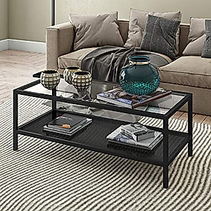 Henn&Hart 45" Wide Rectangular Coffee Table in Blackened Bronze, Modern coffee tables for living room, studio apartment essentials