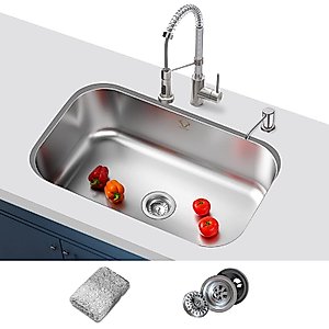 Kitchen Sinks, Oxwiser 30 inch Undermount Kitchen Sink, Single Bowl Kitchen Sink 16 Gauge Stainless Steel Sink, Fits 33" Cabinet