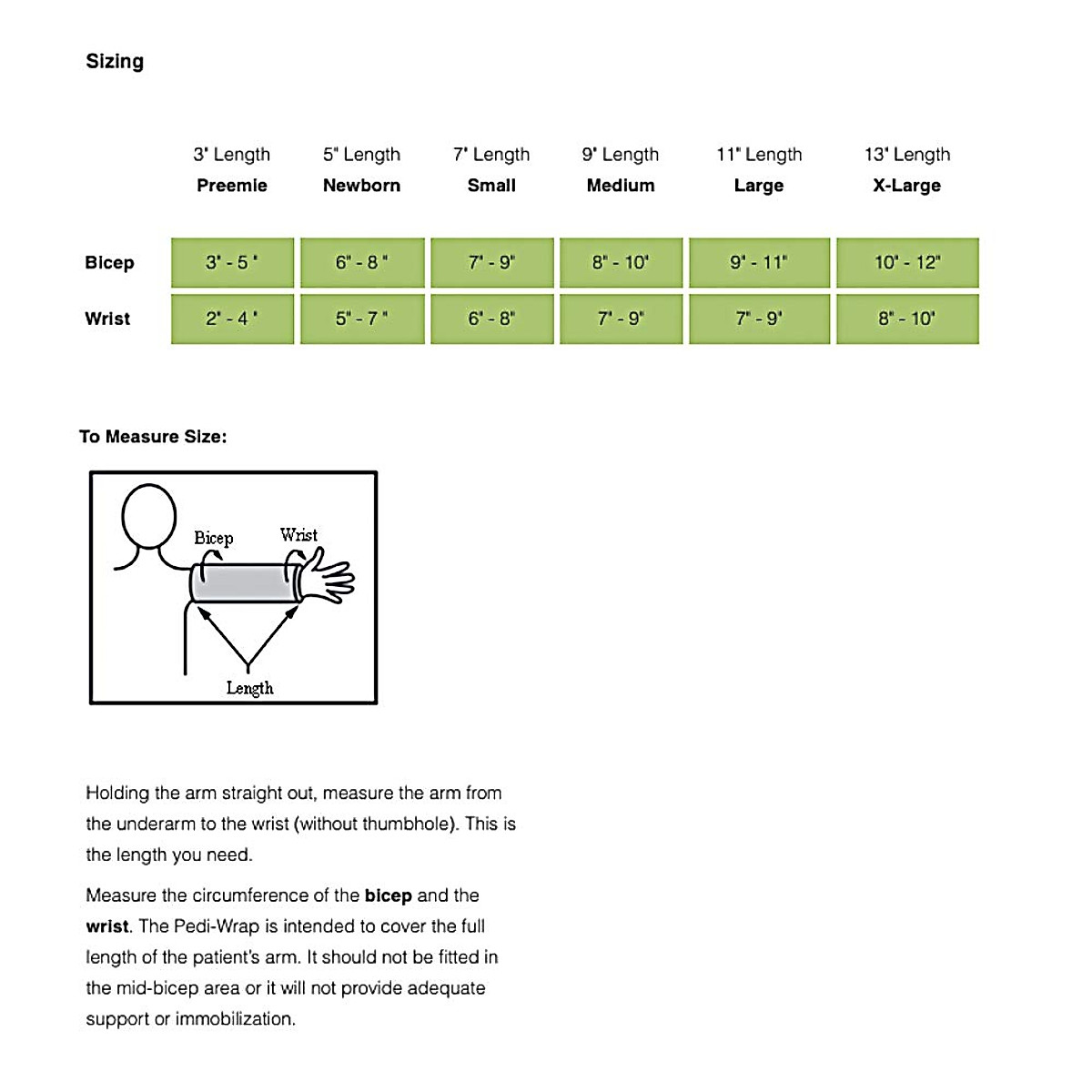 Pedi-Wrap, Pediatric Arm Immobilizer without Thumbhole (m-m)