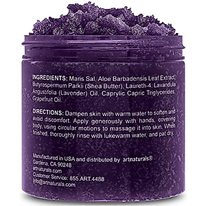 Lavender Oil Body Scrub - Moisturizing Shea Butter, Saffron & Nourishing Body Oils - Exfoliating Salt Scrub For Body & Face -Win Against Aging, Stretch Marks, Cellulite, Acne & Dead Skin Scars- 10 oz