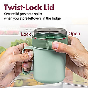 Chiir Microwave Soup Mugs with Lids, Microwave Safe Mug for Ramen Noodles, Soup, Beverages, 17.63 Ounces, Green