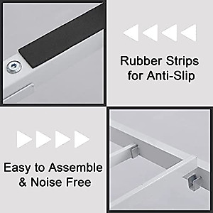 4 EVER WINNER Twin Bed Frames Wood with Headboard, Twin Size Platform Metal Bed Frame, Heavy Duty Steel Slat Twin Metal Bed Frames, No Box Spring Needed, Mattress Foundation, Anti-Slip, Easy Assembly