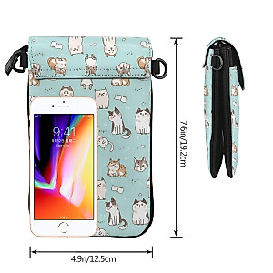 YongColer Fashion Small Cellphone Crossbody Shoulder Bag Kawaii Cat Cell Phone Purse Wallet Lightweight Roomy Pockets Smartphone Bag For Women Girls Teens