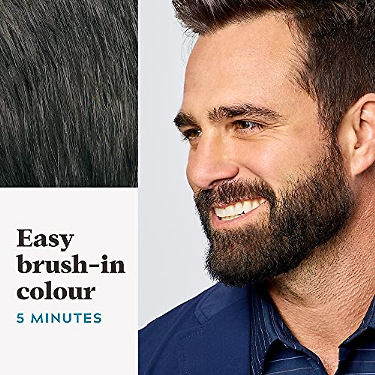 Just For Men Moustache & Beard M45 - Dark Brown Black Dye, Eliminates Grey For a Thicker & Fuller Look With An Applicator Brush Included – M45
