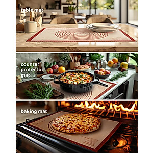 28x20 Inch Extra Large Silicone Pastry Mats for Rolling Dough Non Slip-Silicone Dough Mat for Counter, Large Silicone Baking Mat, Reusable with Measurements - For Cookies, Bread, Pizza, Fondant, etc.