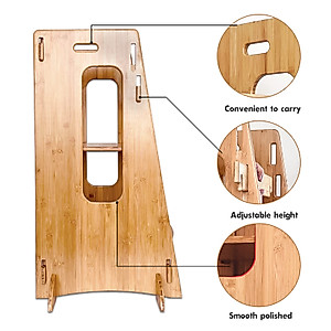 KIDSPR Bamboo Toddler Tower, Kitchen Helper Tool,Height Adjustable Standing Stool for Kids，Bathroom Learning Step Stool