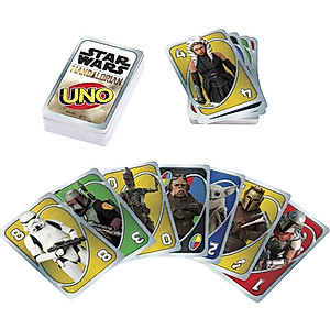 Mattel Games UNO Star Wars The Mandalorian Card Game, Travel Game in Collectible Storage Tin & Special Rule, 2-10 Players