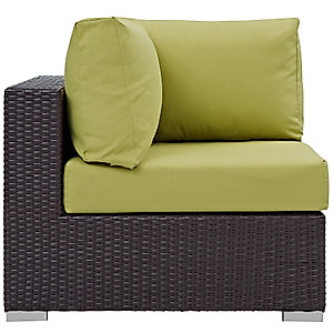 Modway Convene Wicker Rattan Outdoor Patio Sectional Sofa Corner Seat in Espresso Peridot