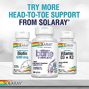 SOLARAY Type I, II & III Collagen Keratin | ALA & Hyaluronic Acid | Hair, Skin & Joint Health Support, 60 Caps, 30 Serv.
