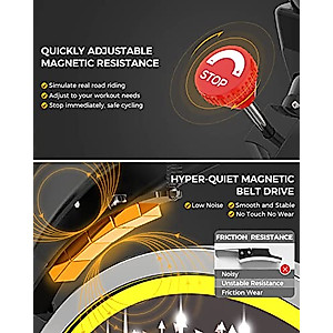 pooboo Indoor Cycling Bike, Belt Drive Indoor Exercise Bike Stationary LCD Monitor with Ipad Mount ＆Comfortable Seat Cushion for Home Cardio Workout Cycle Bike Training