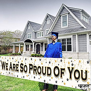 We Are So Proud of You Banner - 120x20 Inch | Graduation Yard Sign for Graduation Party Decorations 2023 Black and White | Congratulations Banner for Congratulations Decorations | Graduation Banner