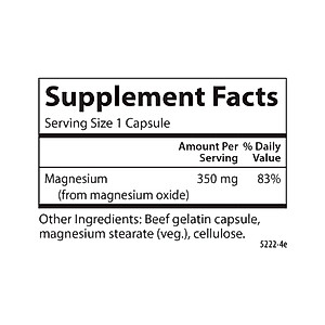 Carlson - Magnesium, 350 mg, Cardiovascular Support, Muscle Function & Nerve Health, 180 capsules