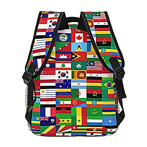 Worlds Flag School Computer Backpacks Book Bag For Boys Girls Travel Hiking Camping Daypack