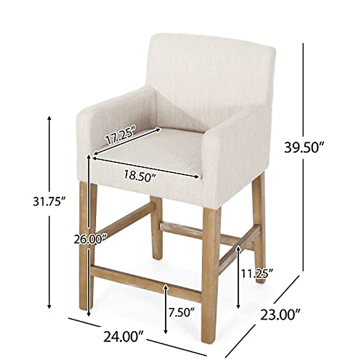 Christopher Knight Home Armga Upholstered 26 inch Counter Stool - Beige/Weathered Brown