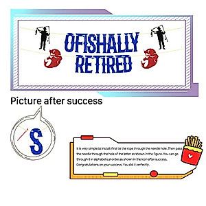 Ofishally Retired Banner, Happy Retirement ,Fishing Themed Retirement Party Decoration, Gone Fishing Themed Party Decoration(Double-sided Glitter)