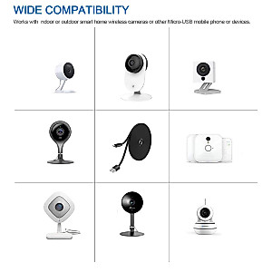 Moyeel 40FT Flat Power Extension Cable Compatible with Wyze Cam/Wyze Cam Pan,Yi Camera,NestCam Indoor,Blink XT Camera,USB to Micro USB Charging Cord for Home Security Camera