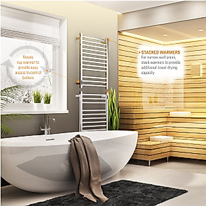 Brandon Basics Wall Mounted Electric Towel Warmer with Built-in Timer and Hardwired and Plug in Options (Brushed)