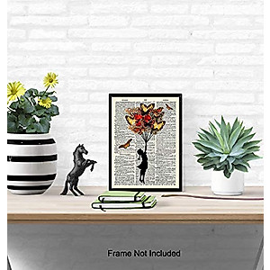 Banksy Wall Art - Butterfly Wall Decor for Women - Banksy Poster - Little Girls Bedroom Decor - Butterfly Wall Art - Dictionary Art