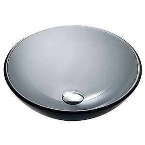 Kraus GV-104-14 Clear Black 14 inch Glass Vessel Bathroom Sink