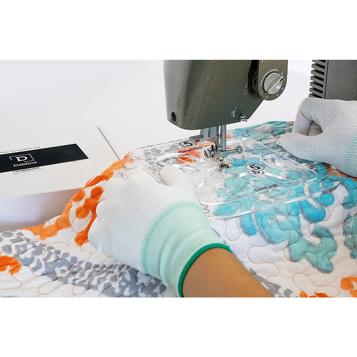 DABLINE 13 PCs Quilting Template Set Includes 8 Quilting Templates, Quilting Frame, Quilting Gloves, Quilting Stickers, and Quilting Guide. Free Motion Quilting Rulers and Templates