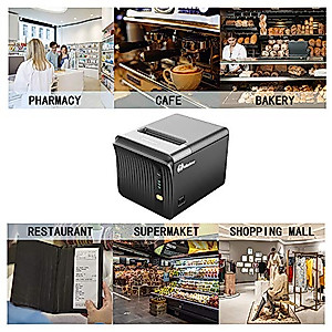 Meihengtong 3'1/8 80mm Thermal Receipt Printer, 250mm/s POS Printer with Auto Cutter, USB Serial Ethernet LAN Windows Driver ESC/POS RJ11 RJ12 Cash Drawer, Support Windows/Mac, not Work with Square