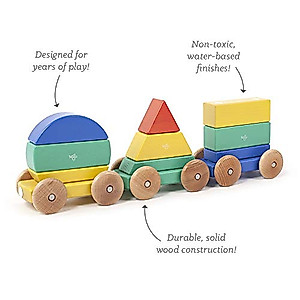 9 Piece Tegu Magnetic Shape Train Building Block Set, Rainbow