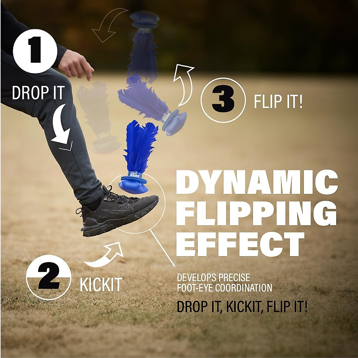 Kickit | The Original Birdie Soccer Trainer | Play Outdoors, Indoors or Backyard, Beach or Tailgate (Blue)