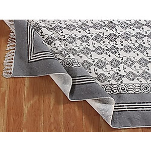 Boho Bathroom Rug Handmade Washable Cotton Hallway Rugs with Tassels Farmhouse Woven Throw Rug Boho Area Rug for Laundry Room/Entryway/Corridor 300x480 cm (10x16 Feet)