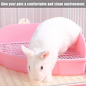kathson Large Rabbit Litter Box Bunny Corner Toilet Box Potty Trainer Bigger Pet Pan Small Animal Cage Toilet Bedding Box Fanshaped for Adult Guinea Pigs Chinchilla Ferret Galesaur
